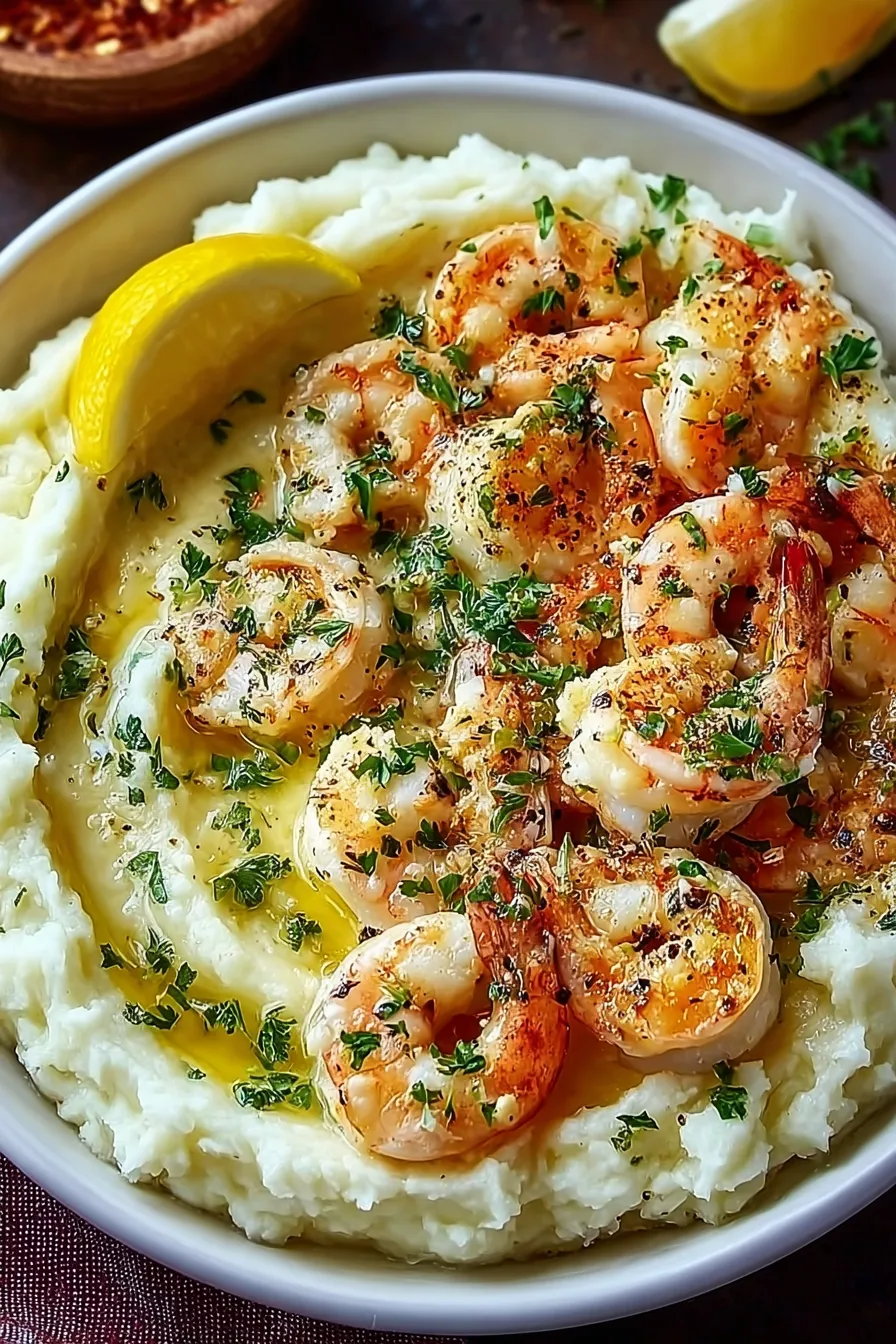 Creamy Garlic Shrimp + Mashed Potatoes – Cooking With Laura