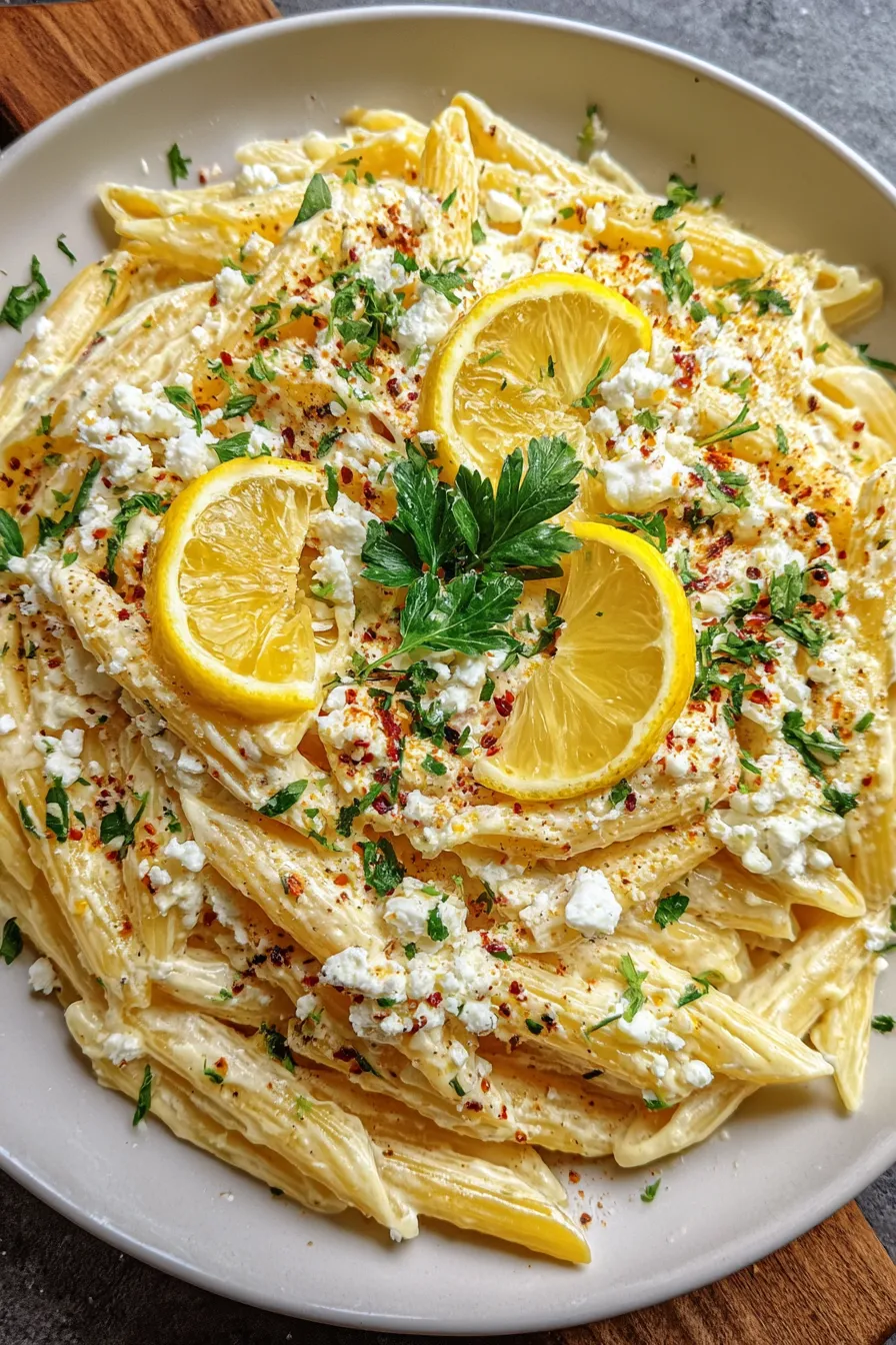Creamy Lemon Feta Pasta – Cooking With Laura