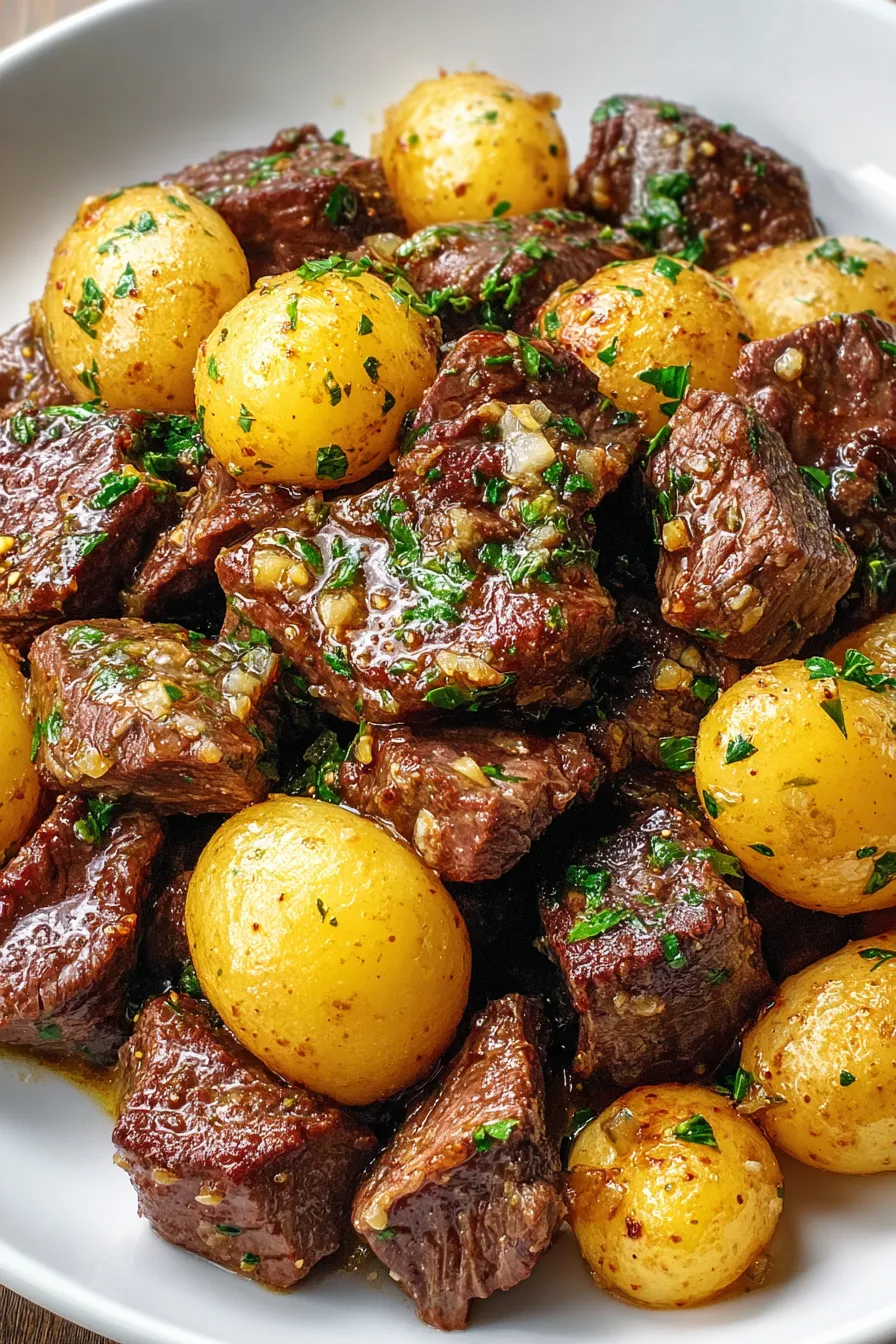 Crockpot Garlic Butter Beef Bites with Potatoes – Cooking With Laura