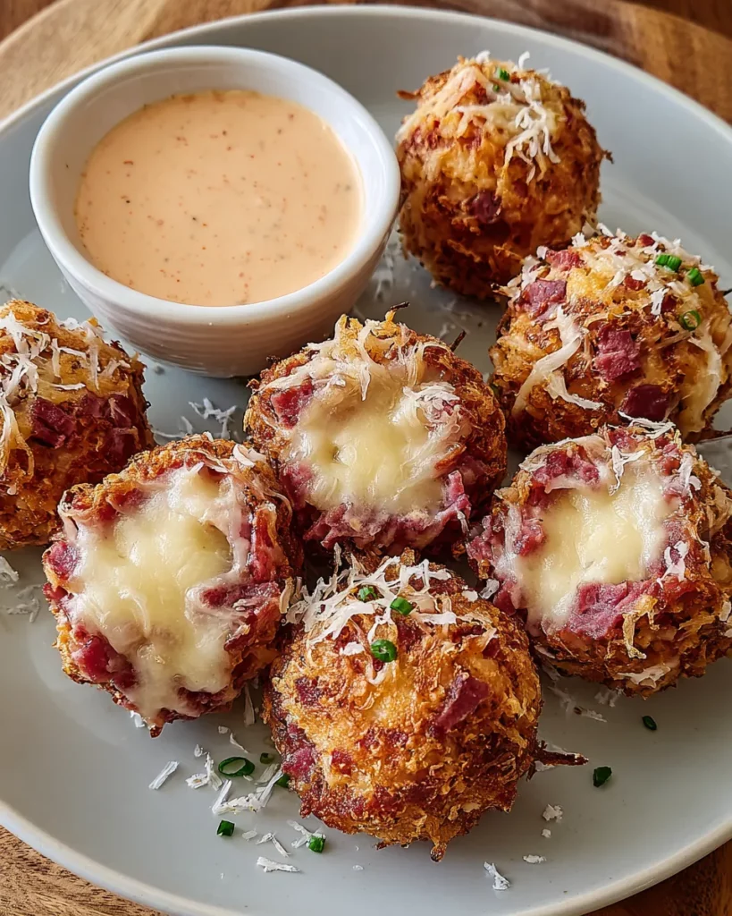 Reuben Balls with Spicy Thousand Island Dipping Sauce – Cooking With Laura