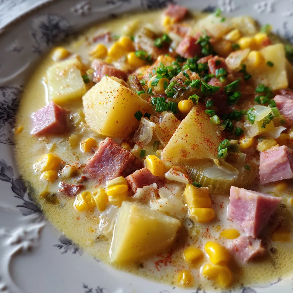 Creamy Ham Potato Corn Chowder – Cooking With Laura