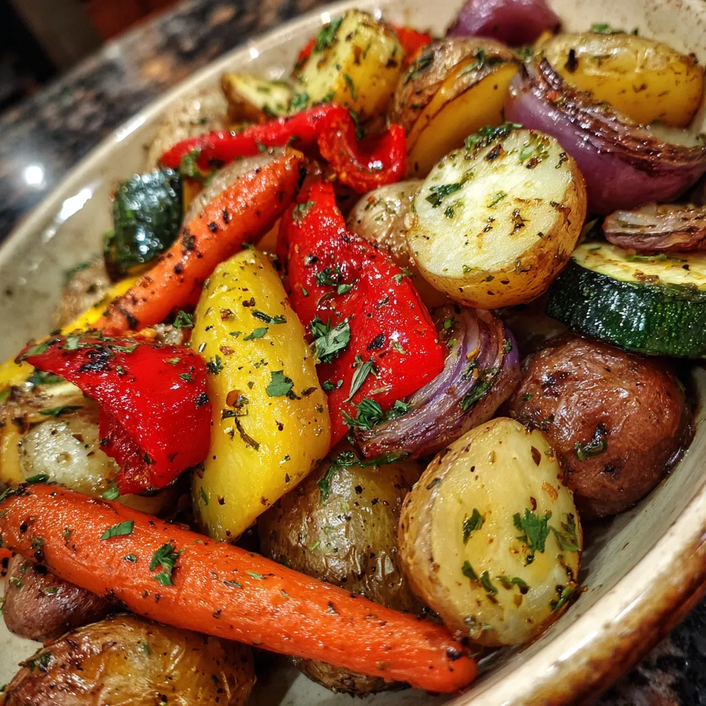 Garlic Herb Roasted Potatoes and Veggies – Cooking With Laura