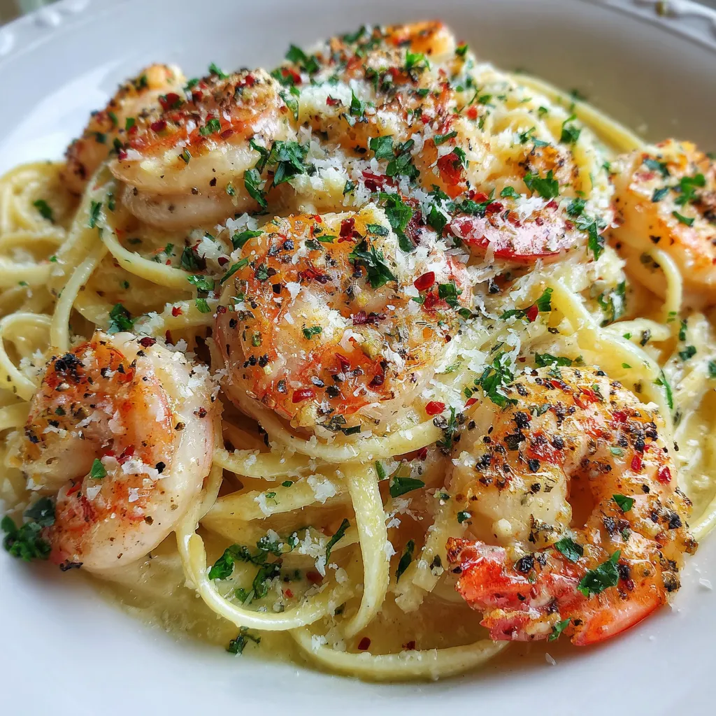 Shrimp Scampi Garlic Cream Pasta – Cooking With Laura