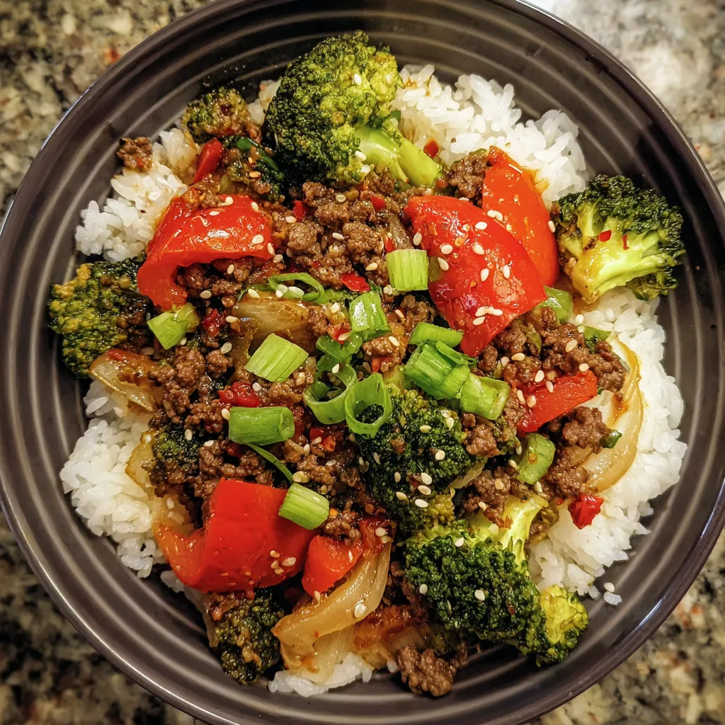Spicy Ground Beef Stir-Fry Bowl with Garlic Veggies – Cooking With Laura